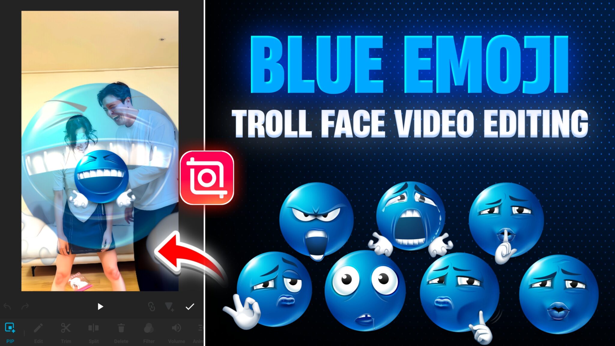 Blue Emoji Troll Face Reel Editing in CapCut – Full Step-by-Step Vlog ...